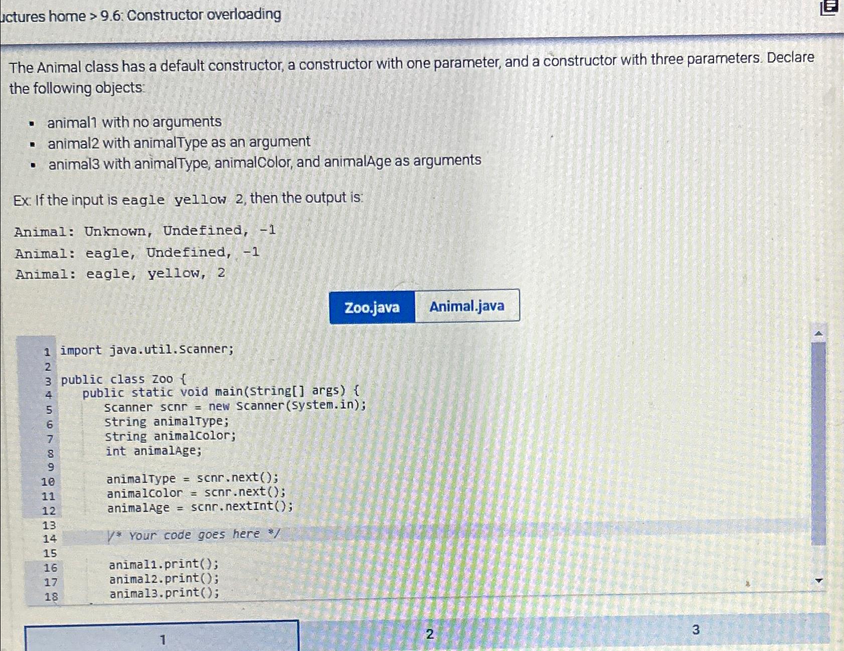 Solved uctures home >9.6 ﻿: Constructor overloadingThe | Chegg.com
