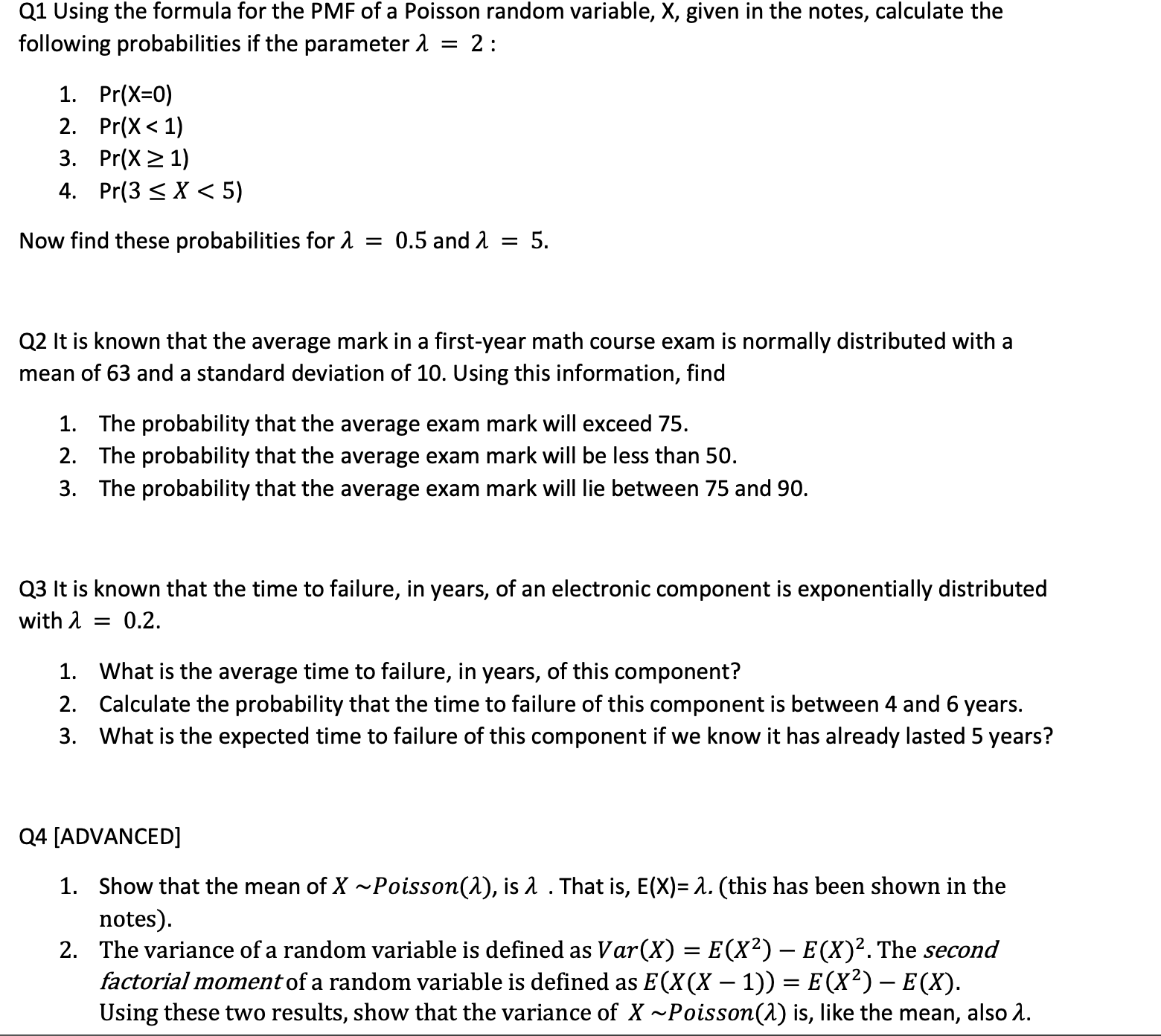 Solved Q1 ﻿Using the formula for the PMF of a Poisson random | Chegg.com
