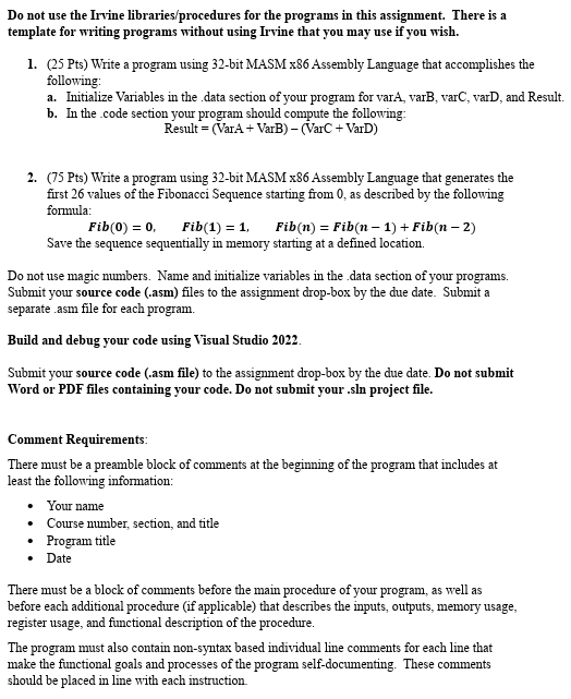 Solved In C++Do not use the Irvine libraries/procedures for | Chegg.com