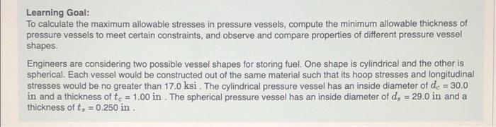 Solved Learning Goal: To calculate the maximum allowable | Chegg.com