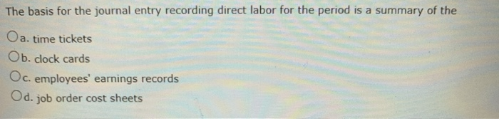 Solved The basis for the journal entry recording direct | Chegg.com