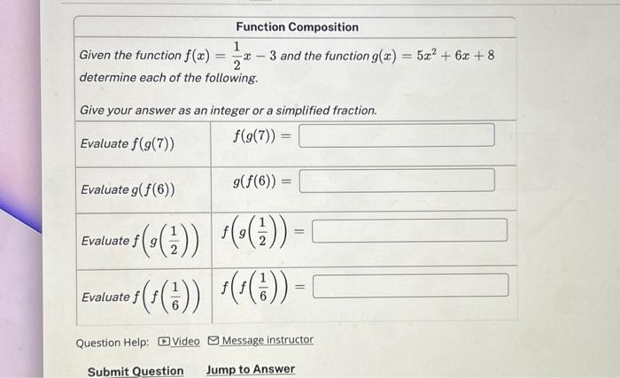 Solved Function Composition Given the function f(x)=21x−3 | Chegg.com