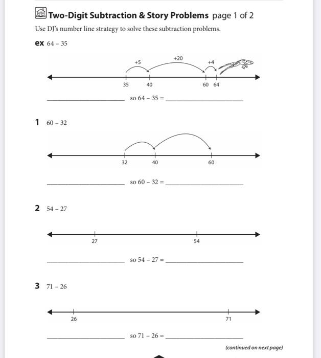 Solved Two-Digit Subtraction \& Story Problems page 1 of 2 | Chegg.com