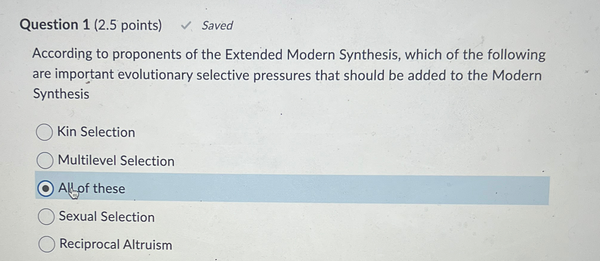 Solved Question 1 (2.5 ﻿points) ﻿SavedAccording to | Chegg.com