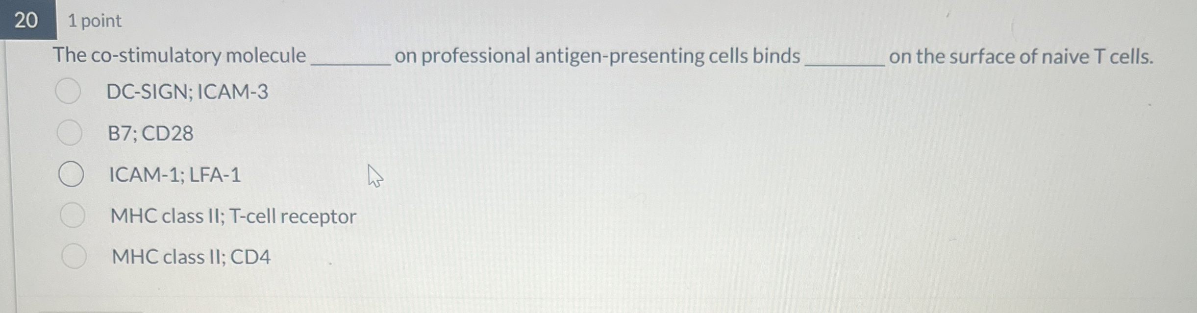 Solved 201 ﻿pointThe co-stimulatory molecule ﻿on | Chegg.com