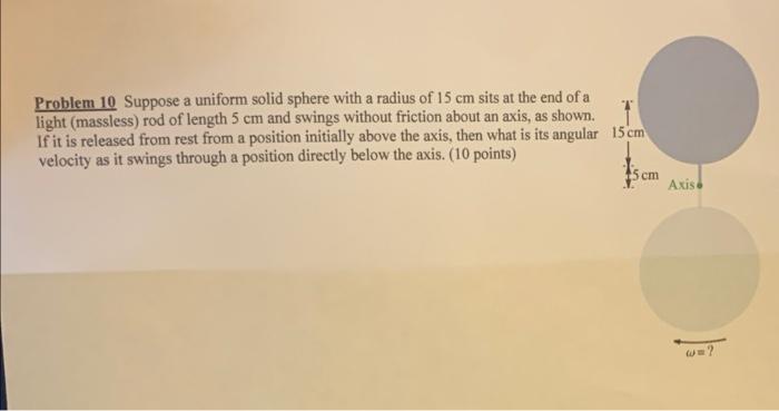 Solved Problem 10 Suppose a uniform solid sphere with a | Chegg.com