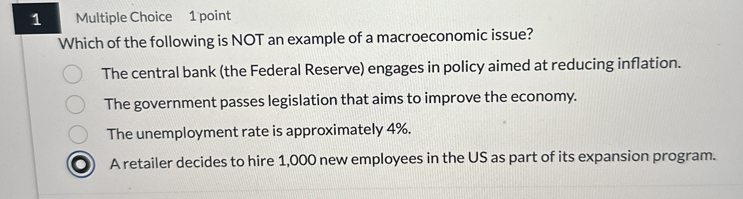 Solved 1Multiple Choice 1 ﻿pointWhich of the following is | Chegg.com
