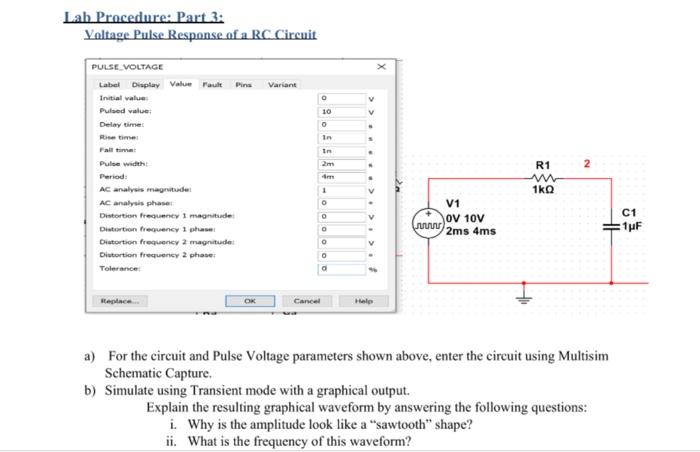 Solved Lah Procedure: Part 1: Source Free RC Circuit a) For | Chegg.com