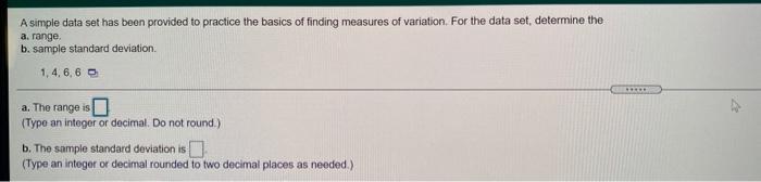 Solved A simple data set has been provided to practice the | Chegg.com