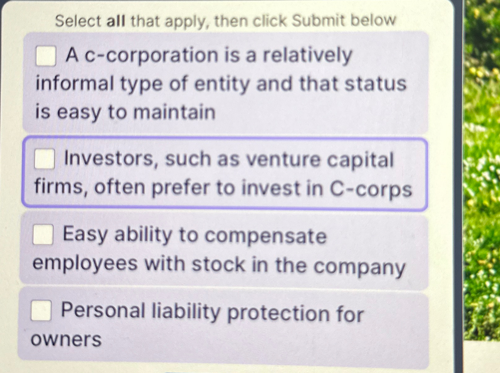 Solved Select all that apply, then click Submit belowA | Chegg.com