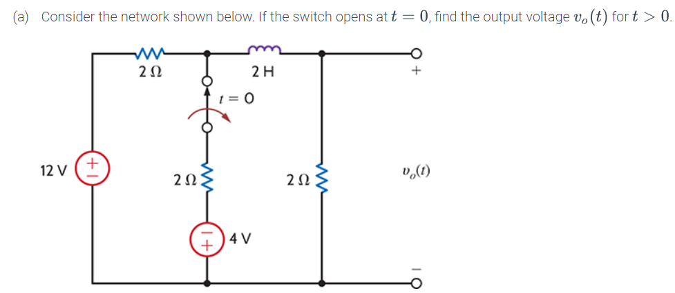 Solved (a) ﻿Consider the network shown below. If the switch | Chegg.com