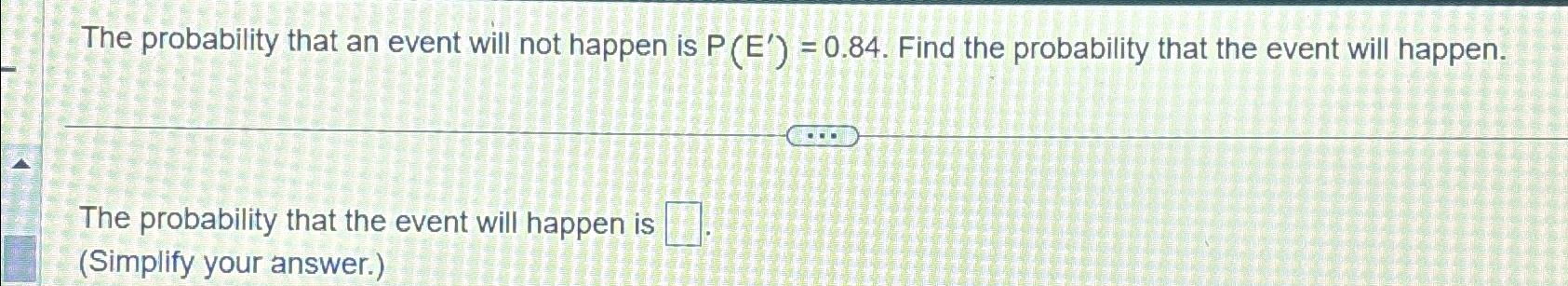 Solved The probability that an event will not happen is | Chegg.com