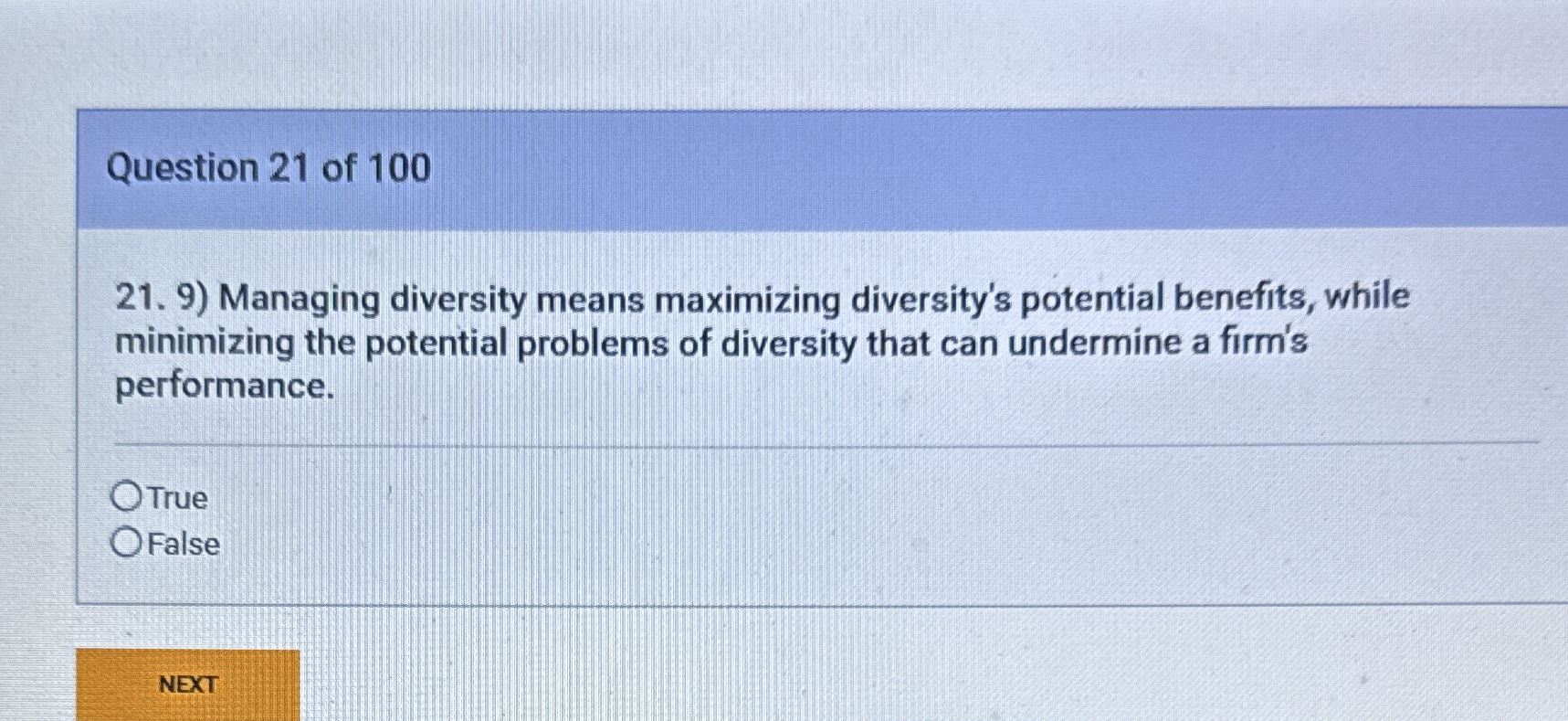 Solved Question 21 ﻿of 10021. 9) ﻿Managing diversity means | Chegg.com