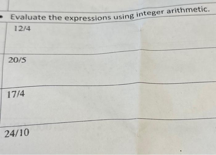 Solved Evaluate the expressions using integer arithmetic. | Chegg.com