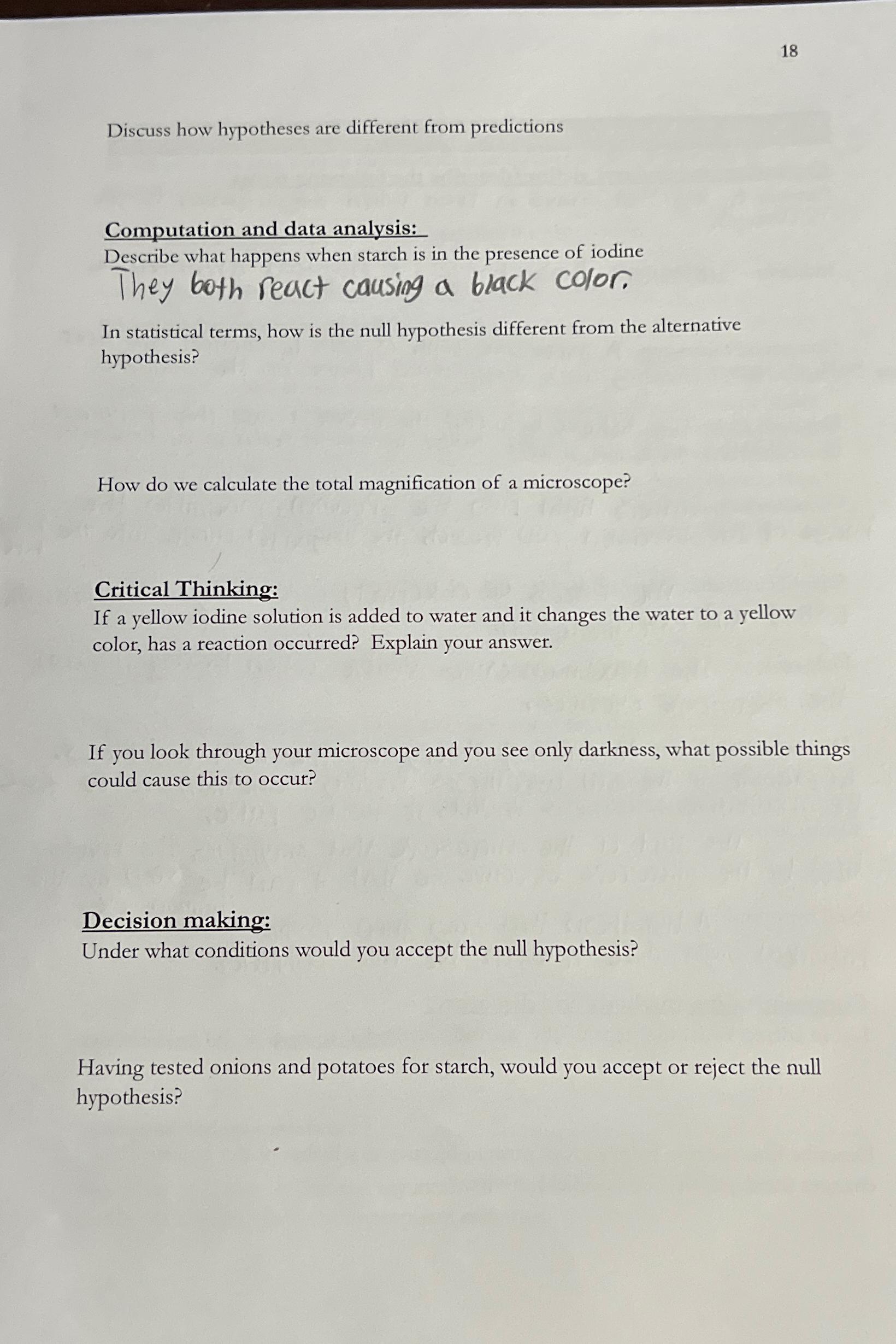 Solved 18Discuss how hypotheses are different from | Chegg.com