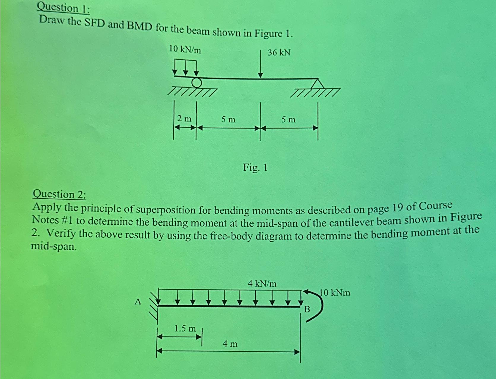 Solved Question 1:Draw the SFD and BMD for the beam shown in | Chegg.com