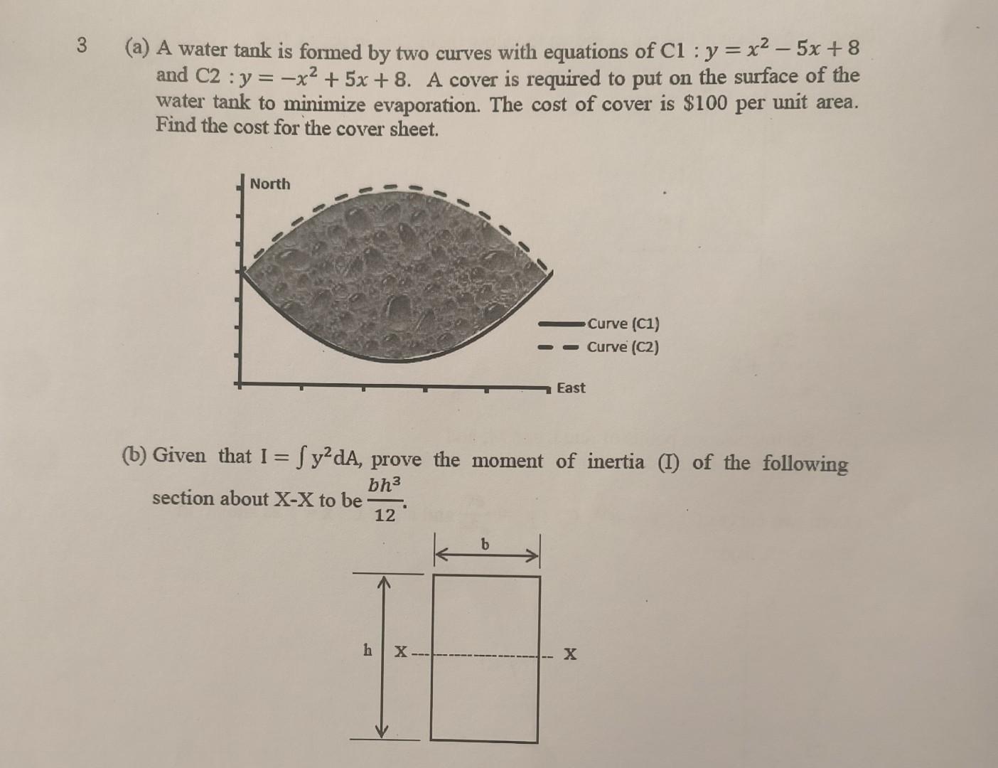 Solved (a) A water tank is formed by two curves with | Chegg.com