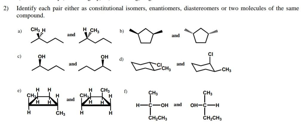 Solved Identify each pair either as constitutional isomers, | Chegg.com