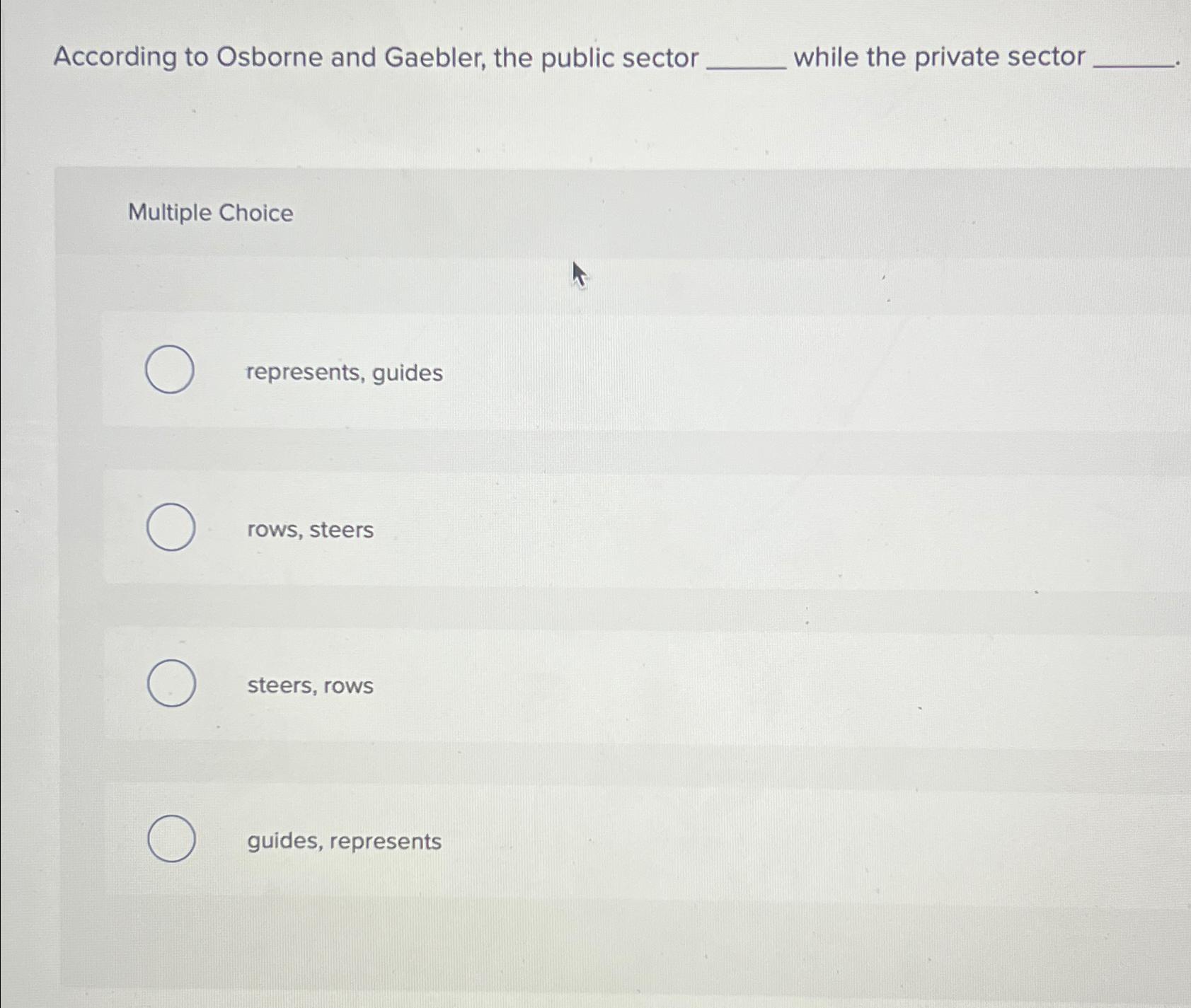 Solved According to Osborne and Gaebler, the public | Chegg.com