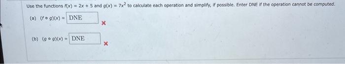 Solved Use the functions f(x)=2x+5 and g(x)=7x2 to calculate | Chegg.com