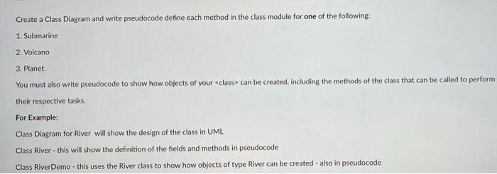 Solved Create A Class Diagram And Write Pseudocode Define 6248