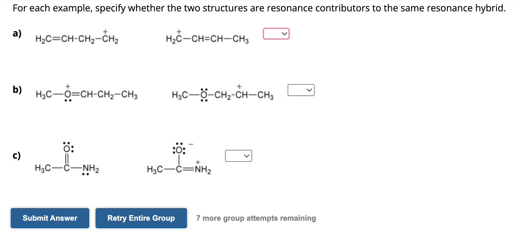 Solved For each example, specify whether the two structures | Chegg.com