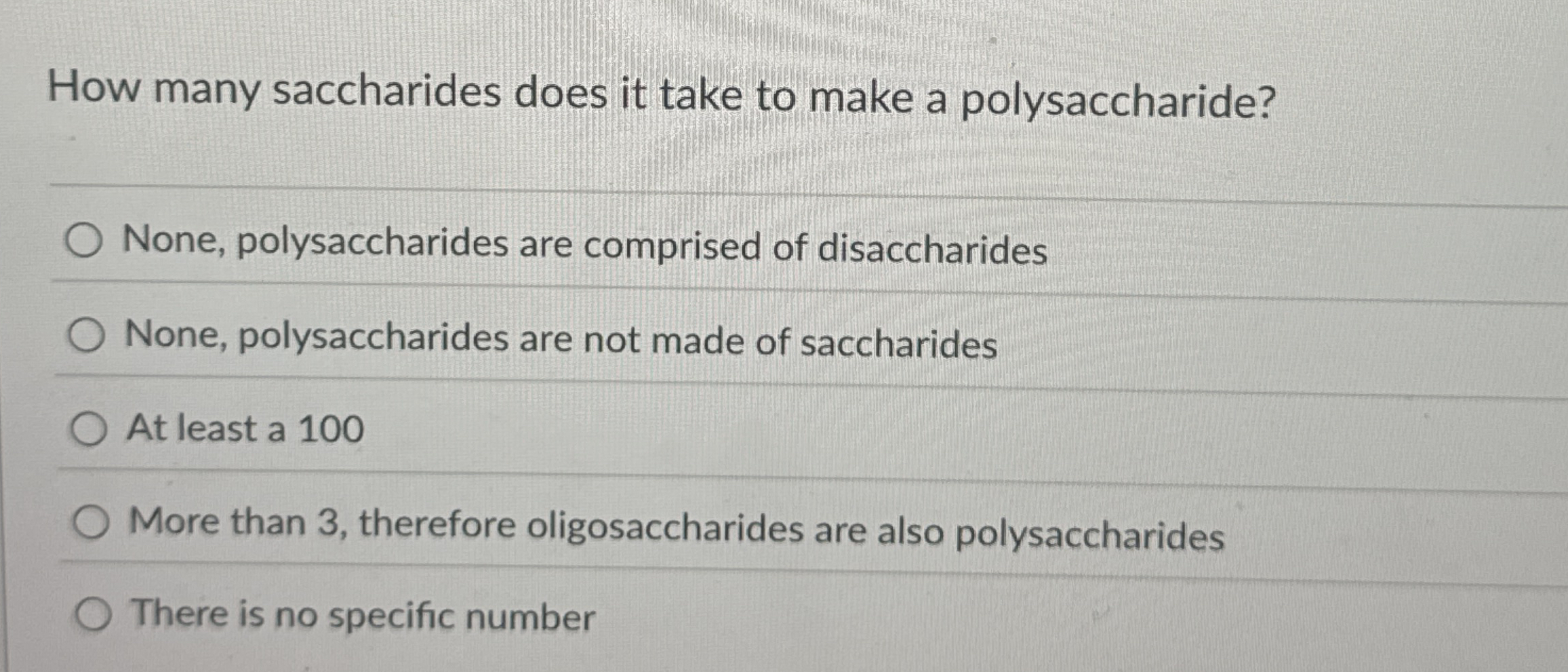 Solved How many saccharides does it take to make a | Chegg.com
