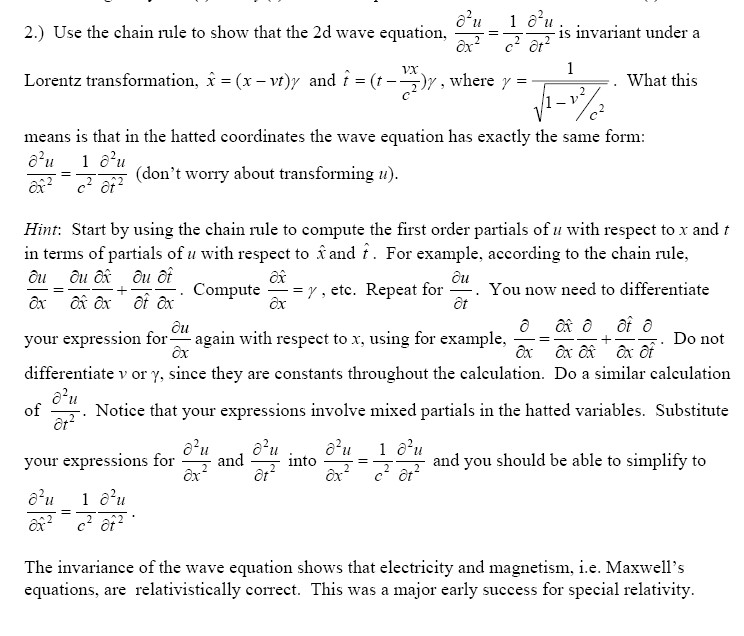 Solved Use the chain rule to show that the 2d wave equation. | Chegg.com