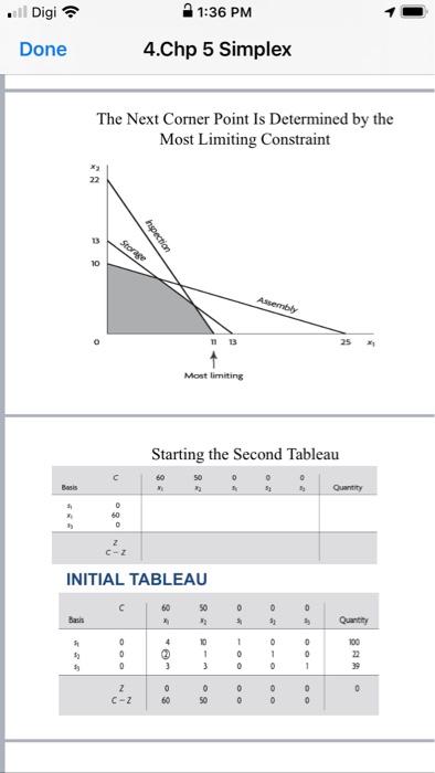 Solved 1:36 PM el Digi Done 4.Chp 5 Simplex Example a LP | Chegg.com
