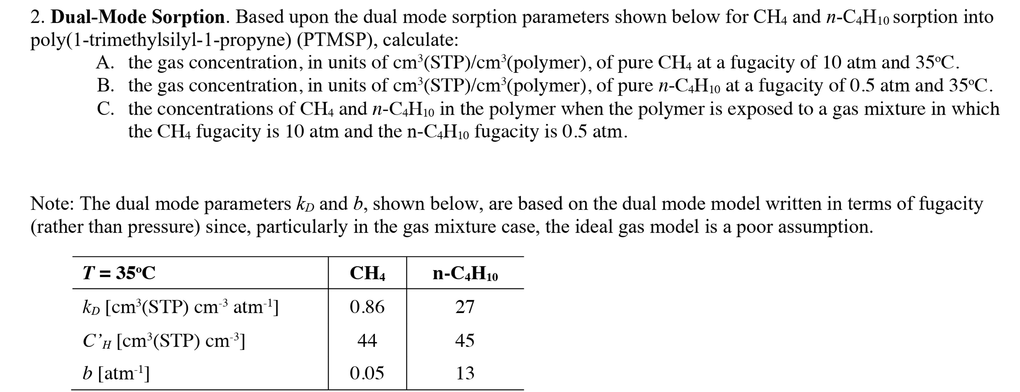 Solved Dual-Mode Sorption. Based upon the dual mode sorption | Chegg.com