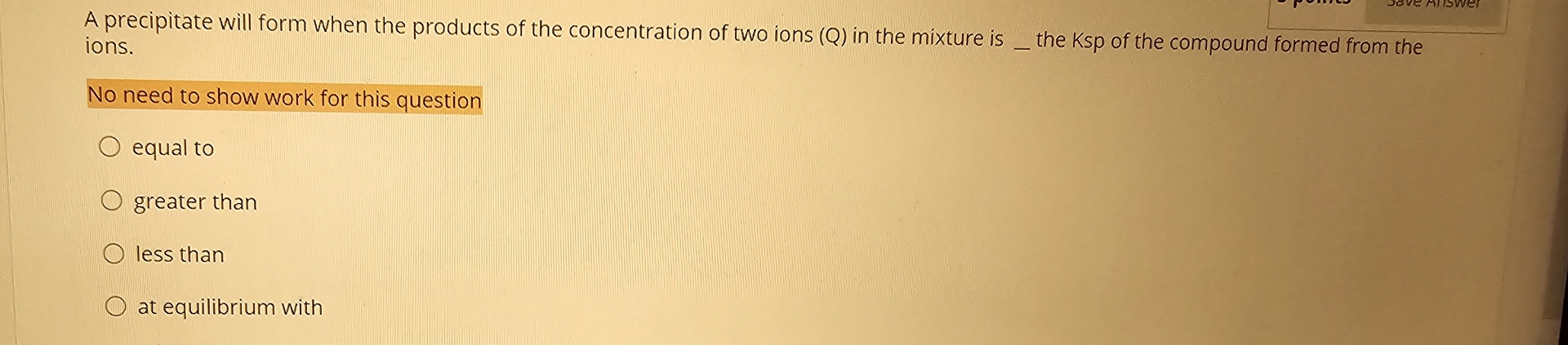 Solved A precipitate will form when the products of the | Chegg.com
