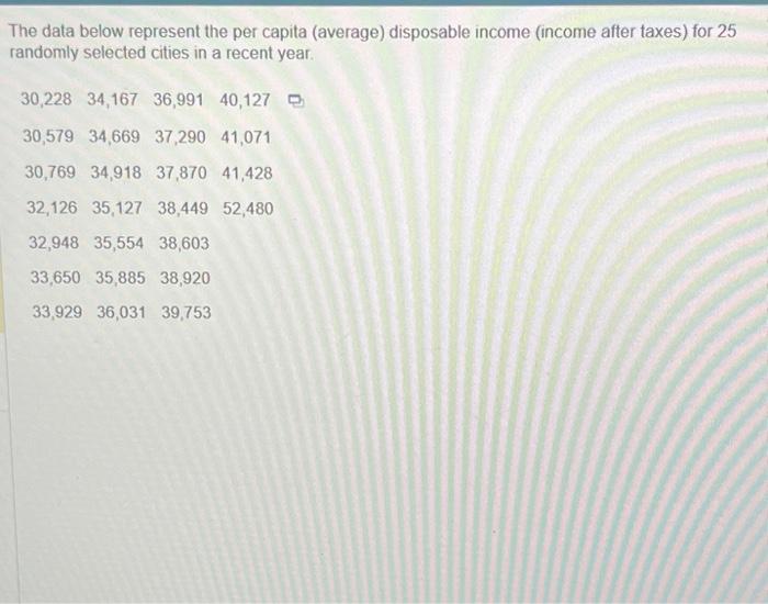 Solved The data below represent the per capita (average) | Chegg.com