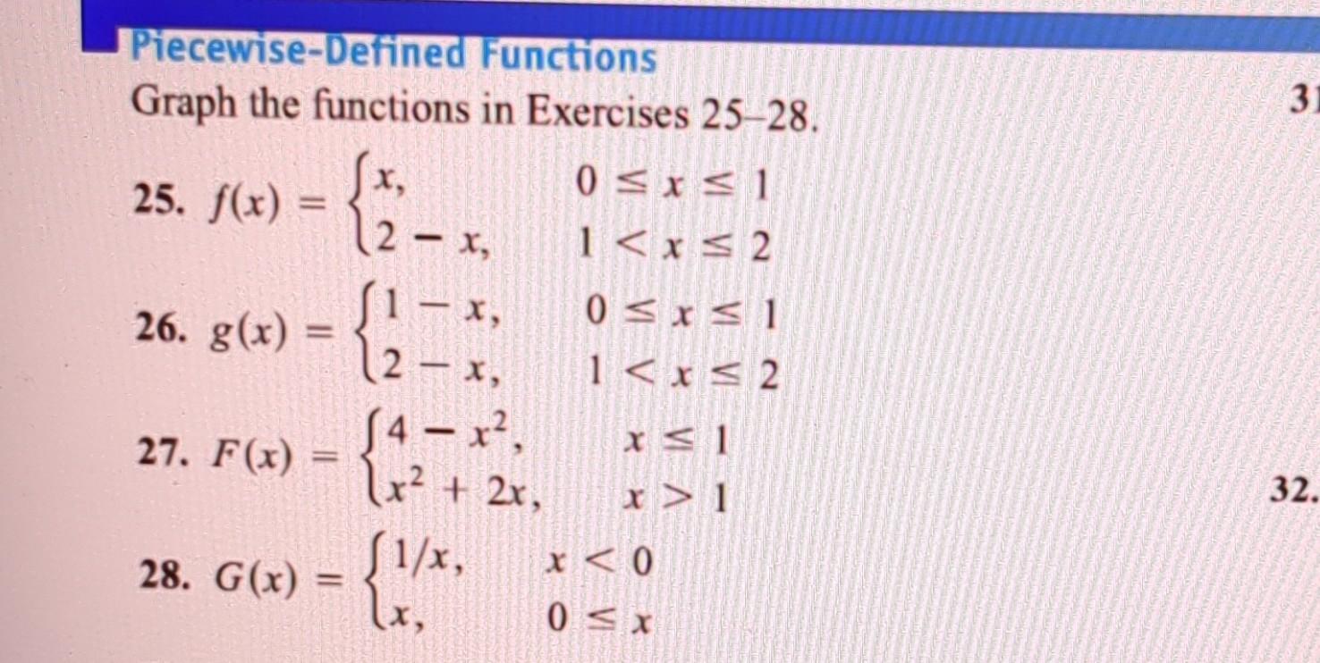 Solved Graph the functions in Exercises 25-28. 25. | Chegg.com Solved Graph the functions in Exercises 25-28. 25. | Chegg.com