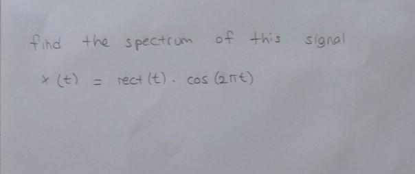 Solved find the spectrum of this signal rect (t). Cos (21t) | Chegg.com