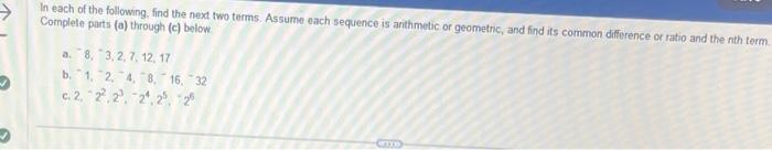 Solved In each of the following, find the next two terms. | Chegg.com