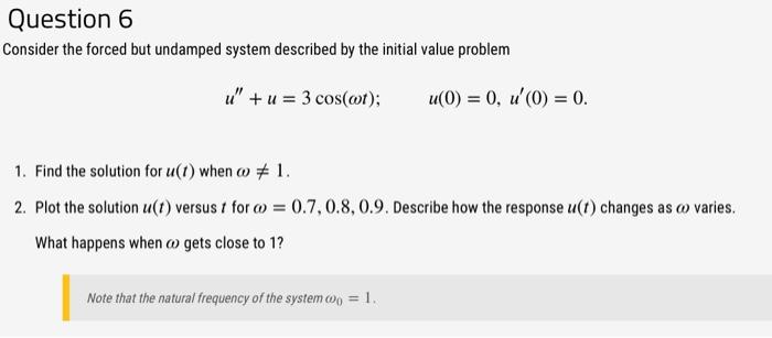 Solved Consider the forced but undamped system described by | Chegg.com