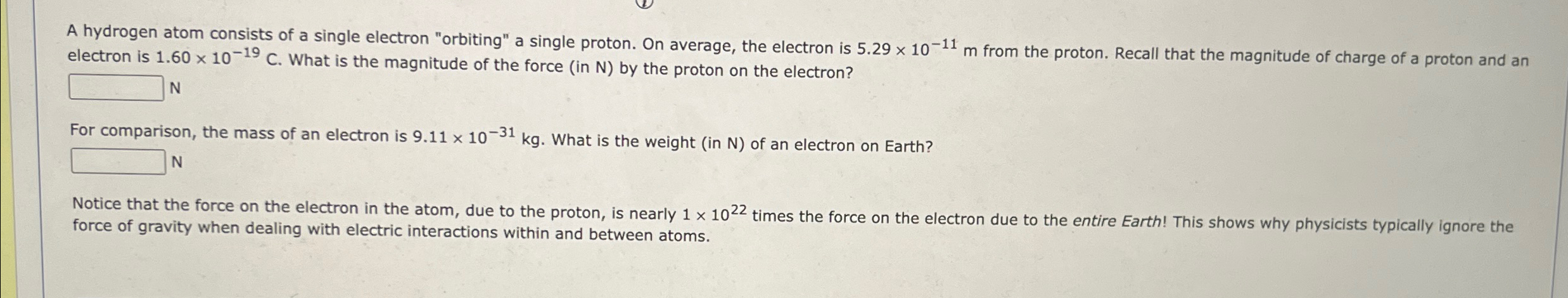 Solved A Hydrogen Atom Consists Of A Single Electron