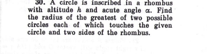 Solved 30. A circle is inscribed in a rhombus with altitude | Chegg.com
