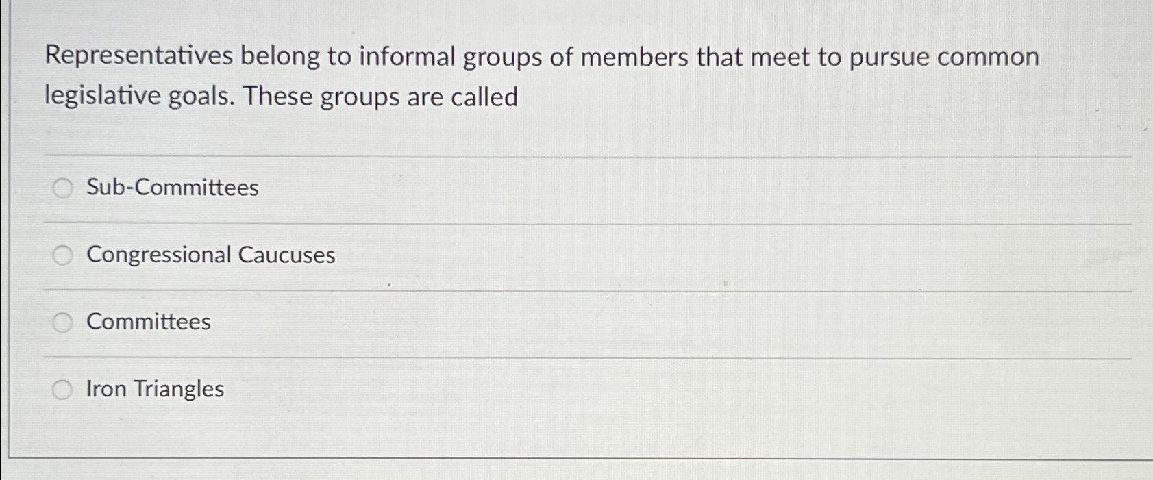 Solved Representatives belong to informal groups of members | Chegg.com