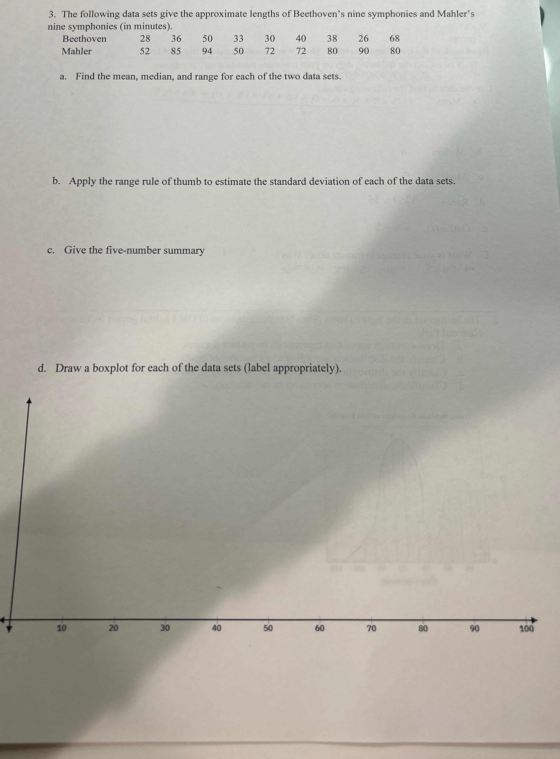 Solved The following data sets give the approximate lengths | Chegg.com