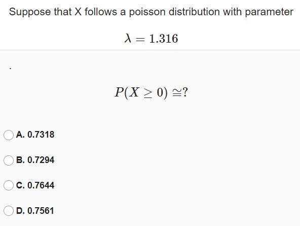 Solved Suppose that X follows a poisson distribution with | Chegg.com