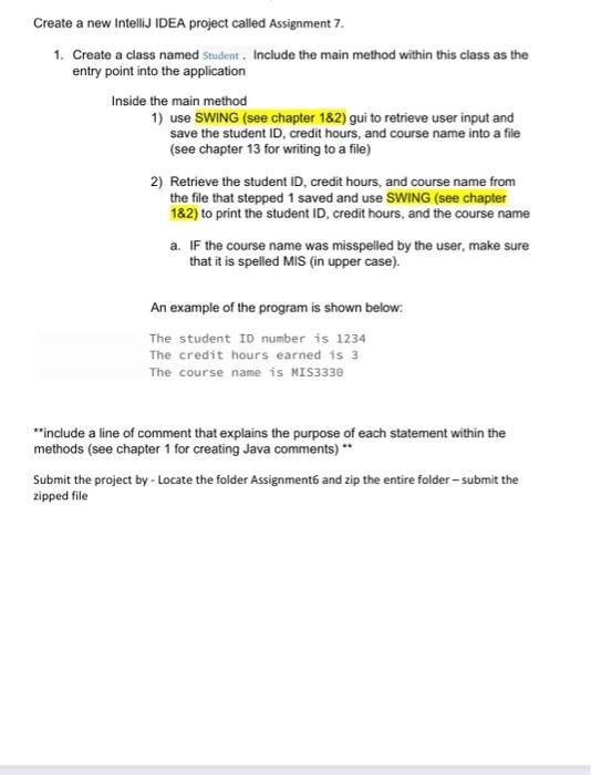 Solved Create a new IntelliJ IDEA project called Assignment | Chegg.com