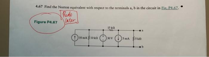 Solved 4.67 Find the Norton equivalent with respect to the | Chegg.com