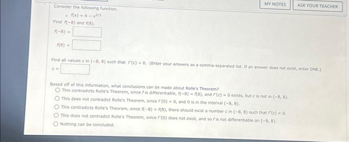 Solved Consider the following function. f(x) = 4 - x2/3 - | Chegg.com