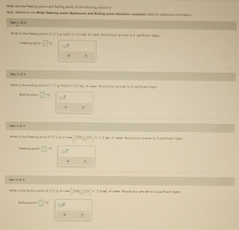 Solved What are the freezing points and boiling points of | Chegg.com