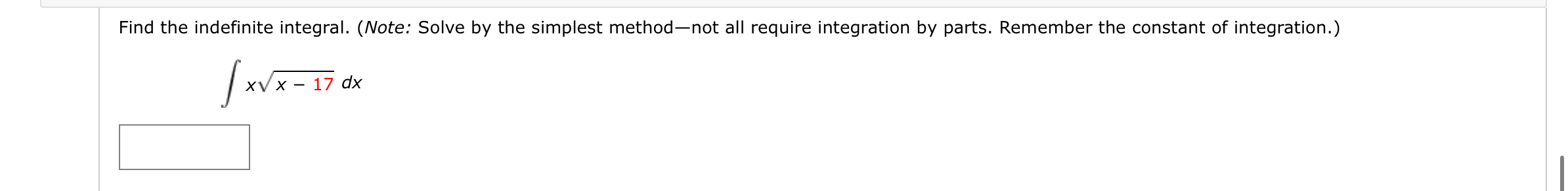 Solved Find the indefinite integral. (Note: Solve by the | Chegg.com