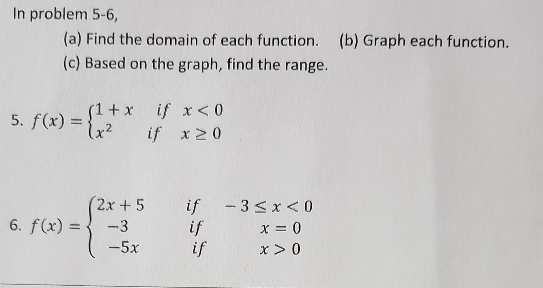 Solved In problem 5-6, (a) Find the domain of each function. | Chegg.com