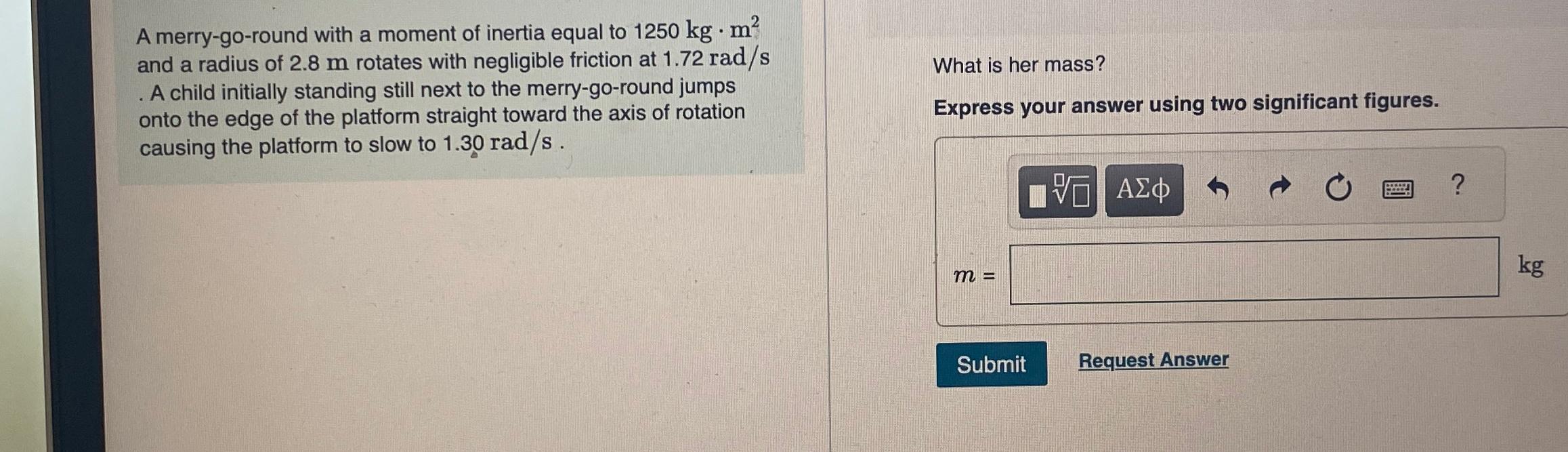 Solved A merry-go-round with a moment of inertia equal to | Chegg.com
