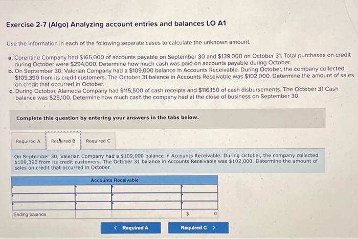 Solved Exercise 2-7 (Algo) Analyzing account entries and | Chegg.com Solved Exercise 2-7 (Algo) Analyzing account entries and | Chegg.com