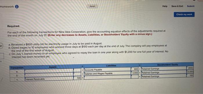 Solved Homework Seved Help Save & Exit Submit Check my work | Chegg.com